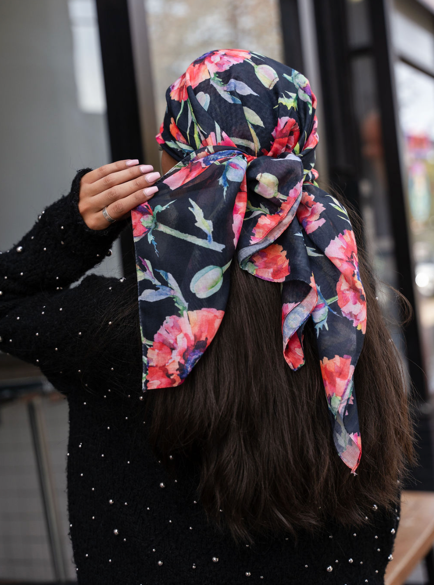 Red Anemone Scarf (Pretied + Square Scarf) – TAL NEW YORK