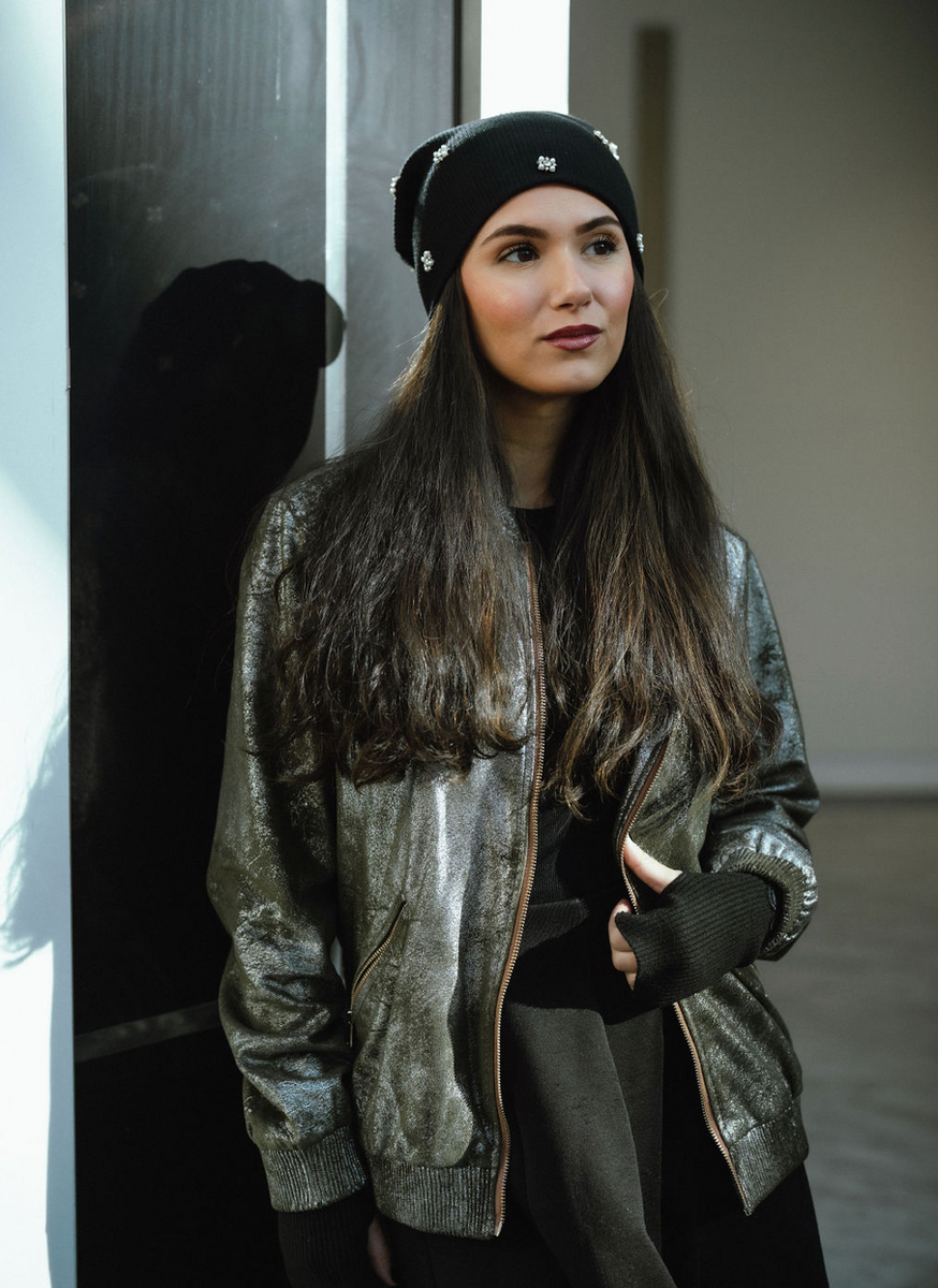 Ribbed Bling Beanie Series - Vintage Pearl X Crystal – TAL NEW YORK
